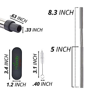 Friendly Straw Collapsible Straws Reusable with Case - Telescopic Travel Straw with Silicone Mouthpiece, Case and Cleaning Brush (2 Pack)