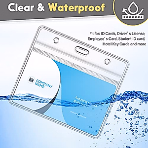 150 Sets Clip on Name Tag Clear Name Badge with Clip Waterproof PVC ID Badge Holder Transparent Name Tag Holder with Resealable Zipper Seal and Metal Badge Clip for Teacher Student Worker