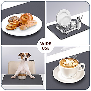 WEKEY Coffee Mat Hide Stain,Drying Mat for Kitchen Counter,Coffee Maker Mat for Countertops, Absorbent Coffee Bar Mat for Kitchen Counter,Coffee Bar Accessories Under Appliance Mats (Gray, 12*20 IN)