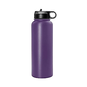 HKM Brothers Insulated Stainless Steel Water Bottle – Straw-Spout-Handle Lids, Vacuum Wide Mouth GalonWater Bottles – Ring-Collapsible – Straw Lids