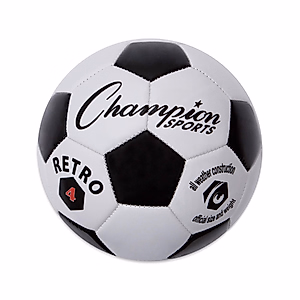 Champion Sports Retro Soccer Ball, Size 4 , Black/White