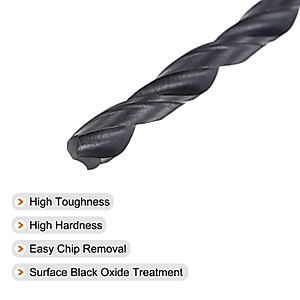 uxcell 6542 High Speed Steel Straight Shank Twist Jobber Drill Bit, Fully Ground Black Oxide Drill Bits 4.9mm Drill Diameter 85mm Total Length 2 Pcs