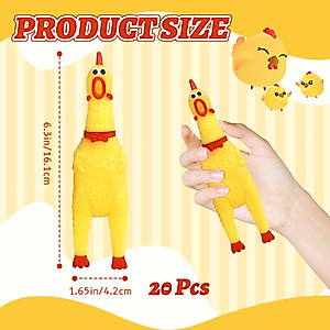 Zddaoole 20 Pcs Rubber Chicken,Screaming Chicken,Squeeze Chicken,Yellow Rubber Squawking Dog Toys,Prank Novelty Noise Toy