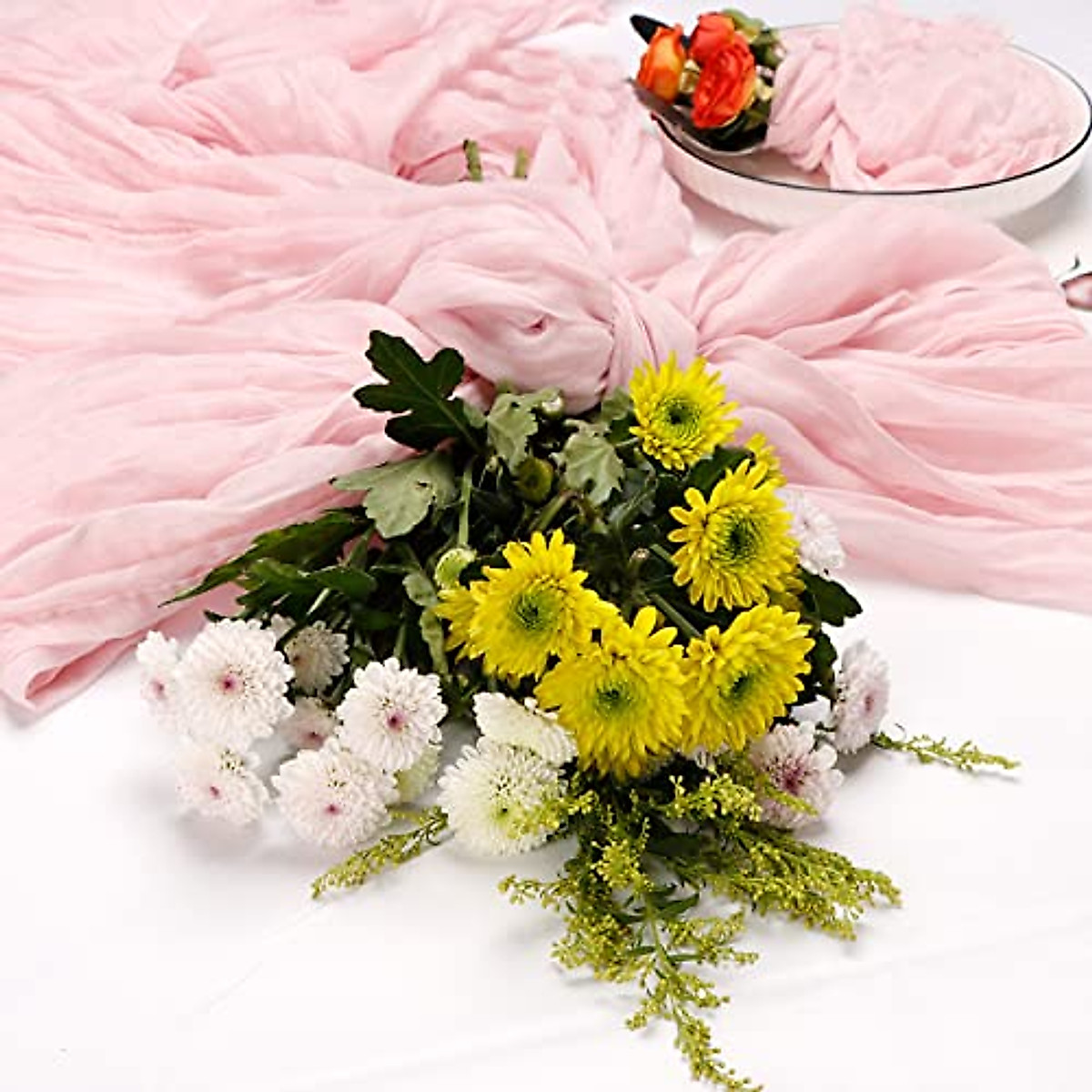 Avitorry 2PCS Baby Pink Cheesecloth Table Runner 10ft Gauze Cheese Cloth Table Runner Cheesecloth Table Runner Bulk for Wedding Bridal Baby Shower Birthday Party Table Decorations