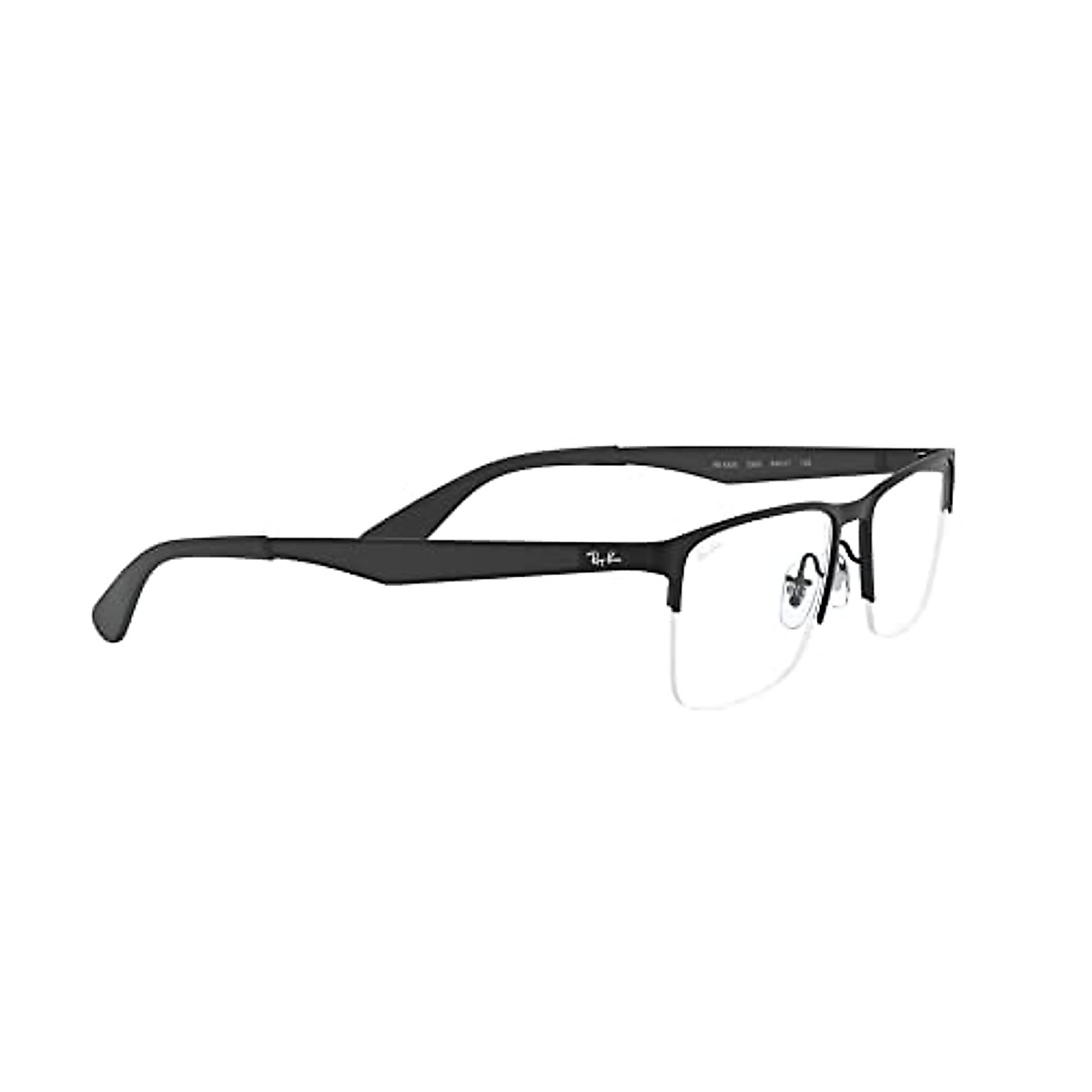 Ray-Ban RX6335 Rectangular Prescription Eyeglass Frames, Matte Black/Demo Lens, 56 mm