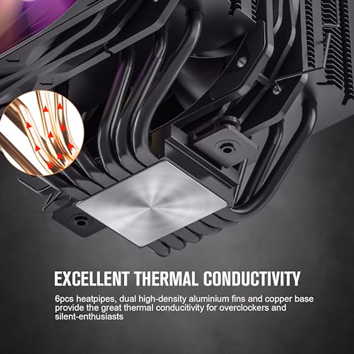 Vetroo U6PRO Dual Tower CPU Cooler - 220W TDP, 6 Heatpipes, Top ARGB Lighting, 130mm ARGB & PWM Fan - Compatible with Intel LGA 1851/1700/1200/115X & AMD AM5/AM4