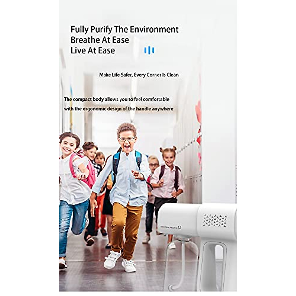 Handheld Steam Fogger Sprayer Gun Spray Machine Nano Electric Sanitizing Atomizer, Light Portable Cordless Intelligent Rechargeable Sterilizek For Home,Office,School,Garden, Indoor And Outdoor (White)