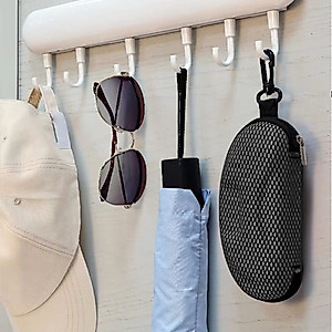 Yamrots 2 Pcs Zipper Hard Sunglasses Cases Portable Travel Eyeglasses Cases with Plastic Hook (Black White)