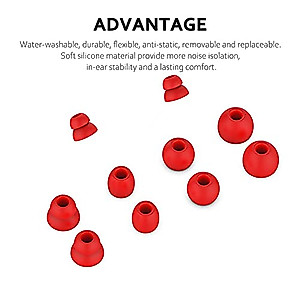 Replacement Silicone Ear Tips Earbuds Buds Set Compatible with Beats by dr dre Powerbeats Pro Wireless Earphones (Red)