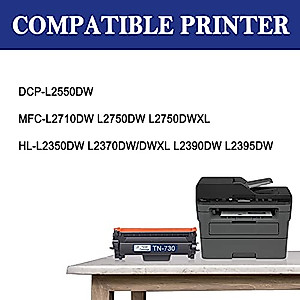 HeBei [2 Pack,Black] TN-730 Compatible Toner Cartridge Replacement for Brother DCP-L2550DW MFC-L2710DW L2750DW L2750DWXL HL-L2350DW L2370DW/DWXL L2395DW L2390DW Printer, AR-TN730-2PK
