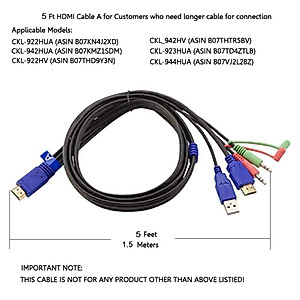 HDMI KVM Cable A 5 Feet (1.5 Meters) Dedicated for CKL HDMI Dual Monitor KVM Switches for Customer Who Needs Cable