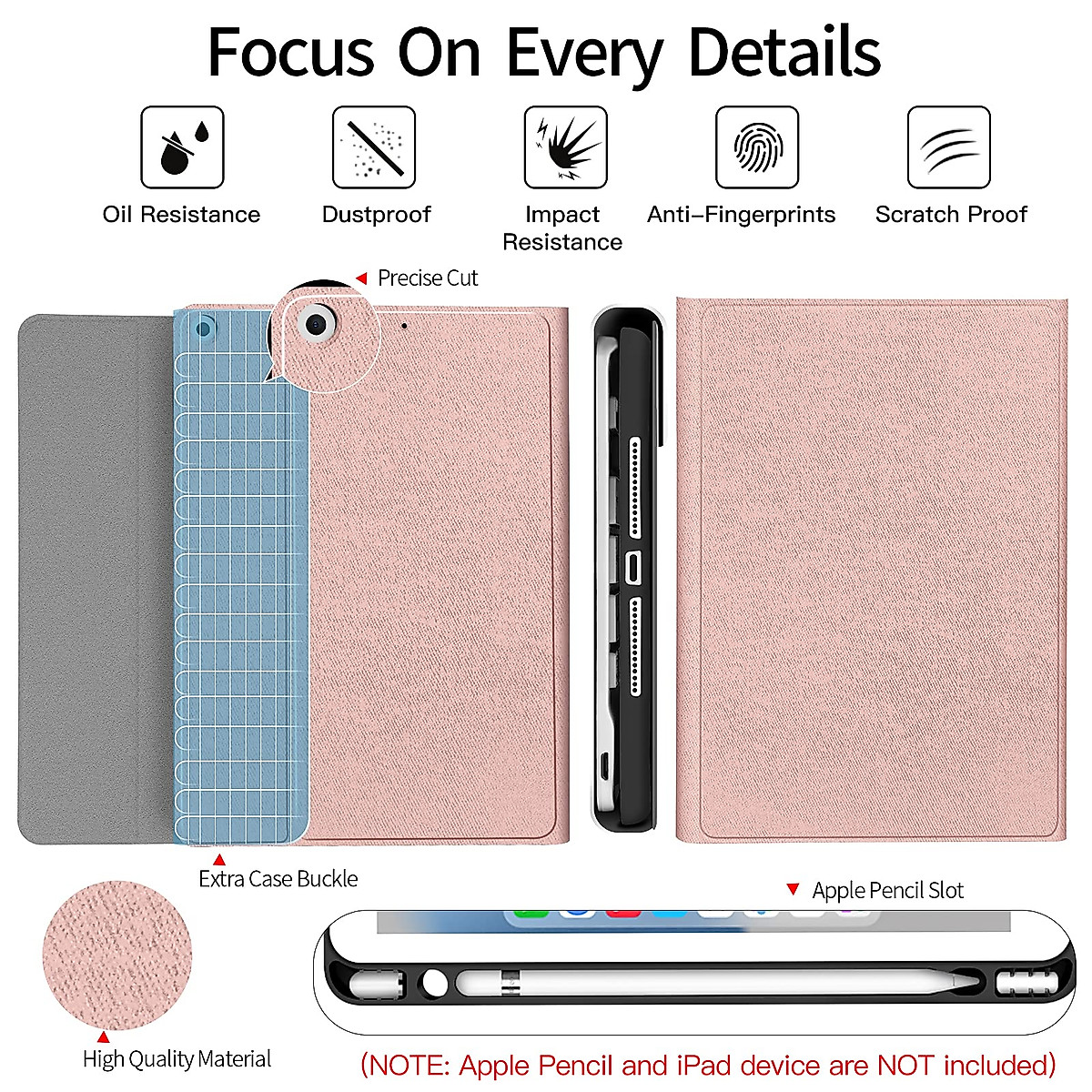 JUQITECH iPad 9th 8th 7th Generation Case with Keyboard 10.2 Inch 2021/2020/2019 - Wireless Bluetooth Magnetic Keyboard Case Soft Tablet Protective Cover for iPad 10.2" with Apple Pencil Holder