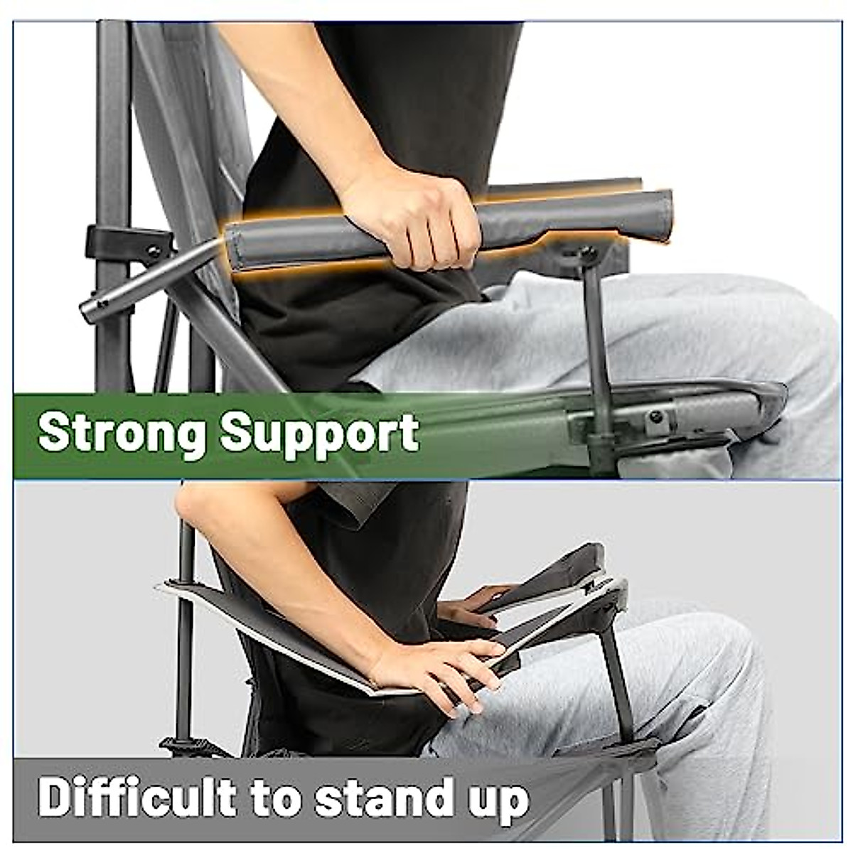 TIMBER RIDGE Oversized Folding Camping Chair High Back Heavy Duty for Adults Support up to 500lbs with Cup Holder, Side Pocket