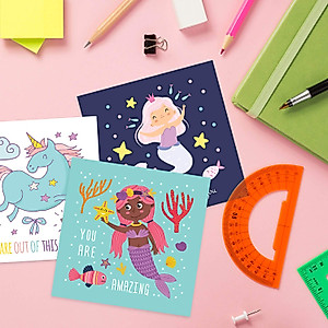 Party Profi Lunch Box Notes for Kids - 60 Adorable Motivational and Cute Inspirational Thinking of You Cards for Girls Lunchbox