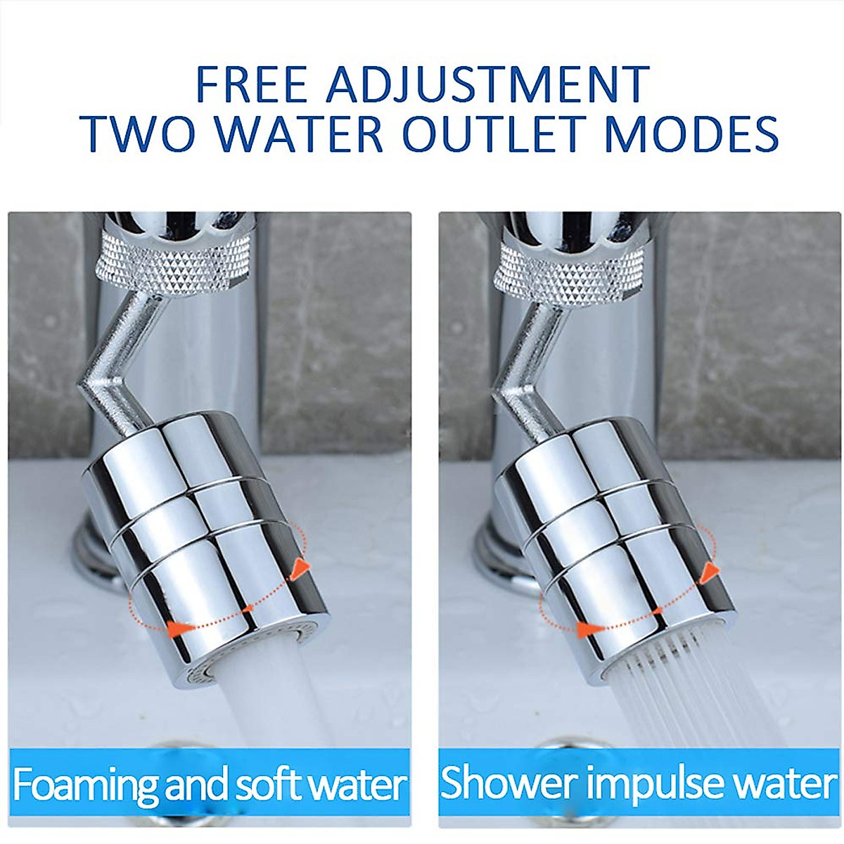 Faucet Aerator, 720° Rotatable Faucet Sprayer Head, Eye Wash Station Faucet Aerator, Universal Splash Filter Faucet, Leakproof Design with Double O-Ring, Durable Copper & ABS