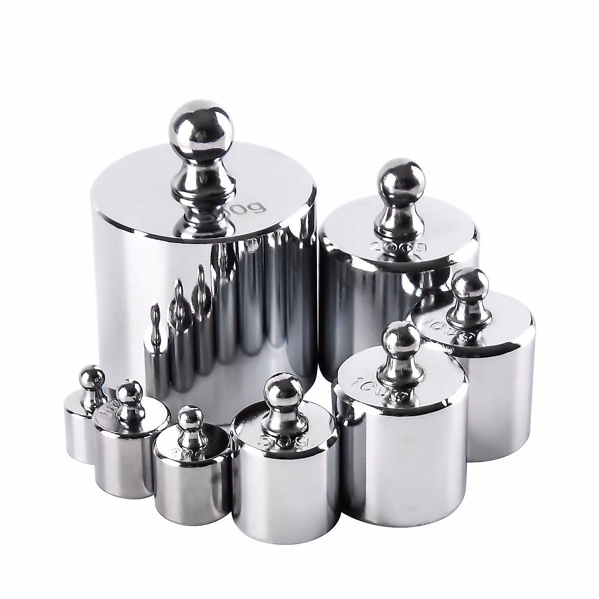 HORIZON 8 PCS 1000g Calibration Weight Set (10g, 20g,20g,50g,100g,100g,200g,500g) with Storage Case and Tweezers for Digital Scale Balance Science Lab Educational Weights