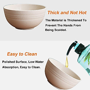Set of 5 Unbreakable Lightweight Rice Bowl, Premium Wheat Straw Cereal Bowl, Bowl mouth 5.3Inch Soup Bowls, for Cereal, Soup and Fruit, Salad, Noodle, Dishwasher safe (Beige)