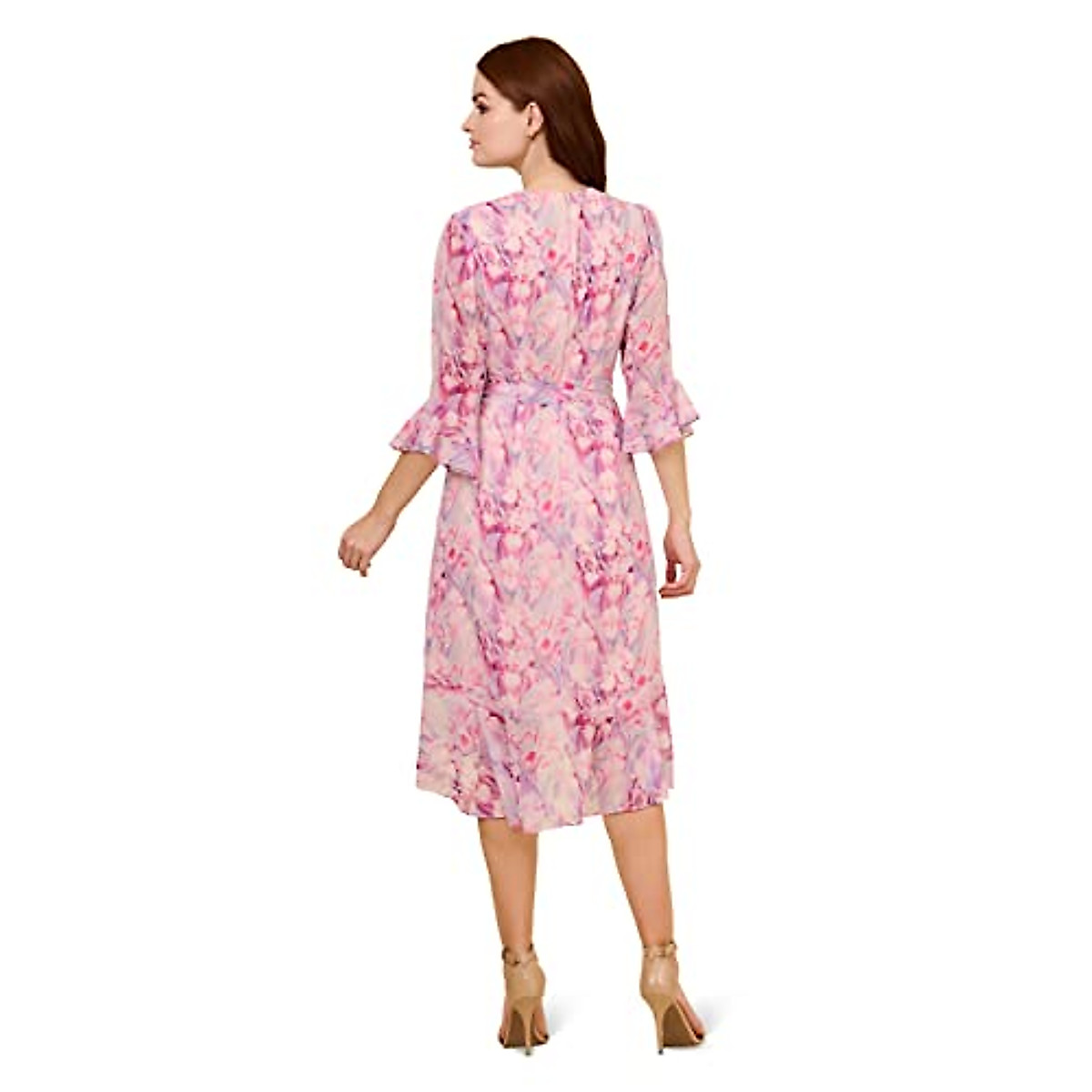 Adrianna Papell Women's Printed Chiffon Short Dress, Pink Multi