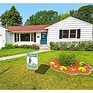 Faittoo Clean Up After Your Dog Signs, (4 Pack) 12"x9" Double Sided with Metal H-Stake No Poop Signs for Lawn, No Pooping Dog Signs for Yard Waterproof, Weather Resistant, Easy to Mount