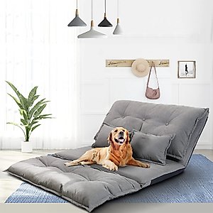 TY ARTS & CULTURE Sofa Bed Comfortable Adjustable Sofa TV Floor Gaming Couch Lazy Sofa Floor Cute Futons Sets with 2 Pillows Folding Sleeping Laying Entertainment | Deep Grey