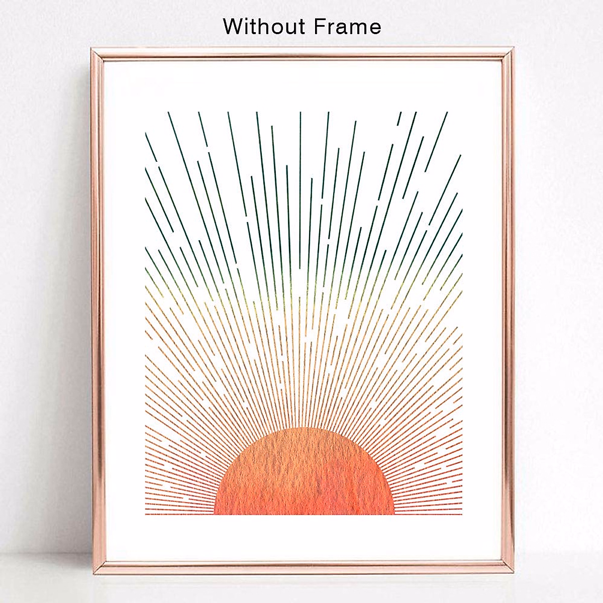 Sun Watercolor Art Print, Mid Century Modern Art, Abstract Sun Rays, Red and Green, Wall Picture, Living Room Wall Decor, 8x10 inch No Frame