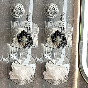 CRUIFU Acrylic Transparent Shower Storage, Light Luxury Style Glacier Pattern Suction Cup Shelf, Shower Caddy Easymount Bathroom Storage Shelf No Drilling Required