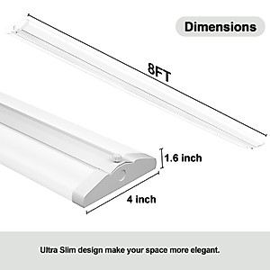 ANTLUX 8FT LED Shop Lights 110W [6-lamp T8 Fluorescent Equiv.], Compact 8 Foot Strip Lights, 12500LM, 6000K, Commercial Grade Flush Mount Ultra Slim LED Wraparound for Garage Office Warehouse, 4 Pack