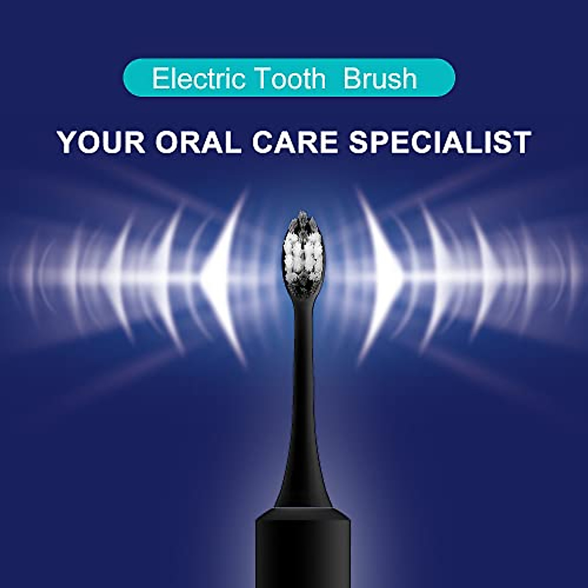 PSWCHENYL Sonic Electric Toothbrush USB Rechargeable with 6 Brush Heads 3 Modes with 2 Minutes Build in Smart Timer for Adults and Kids, One Charge for 60 Days IPX7 Waterproof Cleaning（Black）