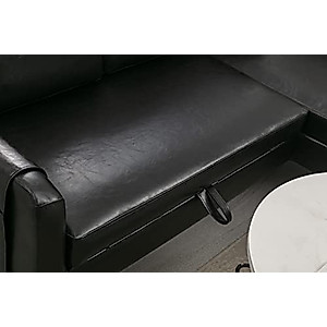 Eafurn 3 Seater Sectional Chaise Lounge and Storage,L Shaped Convertible Pull Out Bed,Comfy Velvet Upholstery Corner Sofa & Couches Button Tufted Living Room Furniture Sets, Black Soft 72.44"