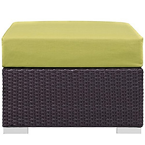 Modway Convene Wicker Rattan Outdoor Patio Square Ottoman in Espresso Peridot