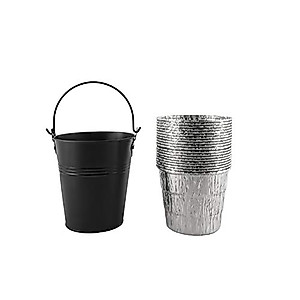 Pellet Smoker Grill Black Grease Drip Bucket with 20 Pack Disposable Foil Liner for Traeger Grills Wood Pellet Models 20/22/34 Series/Pit Boss/Z Grill/Oklahoma Joe/Camp Chef and Others