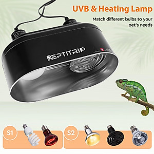 REPTITRIP Dual Reptile Light Fixture, Suitable for Reptile Heat Lamp and UVB Reptile Light, Maximum 150W, Reptile Lighting Accessories, Improve UVB and Heat Lamp Performance E26 Socket