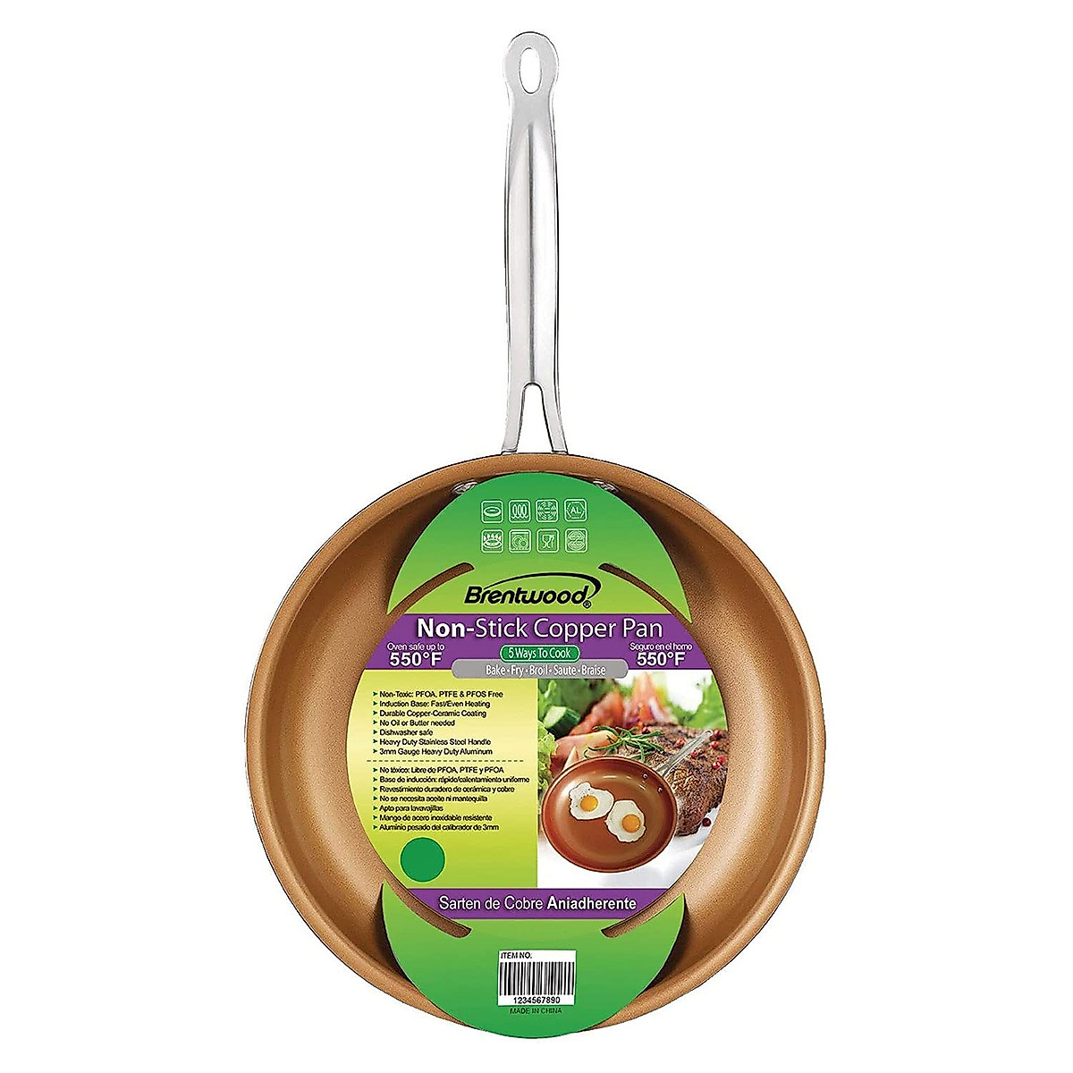 Brentwood BFP-320C 8-inch Non-Stick Induction Copper Frying Pan