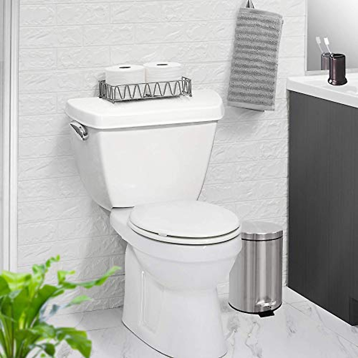 Home Zone Living Bathroom Tray | Store Hand Towels, Towelettes, and Toilet Paper | Simple Design Collection