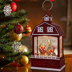 DRomance Christmas Music Snow Globe Lantern with 6 Hour Timer, USB Powered Battery Operated Lighted Water Singing Snow Globe for Mother’s Day Holiday Women Children Gift(Santa, 5 x 3.1 x 11.1 Inches)