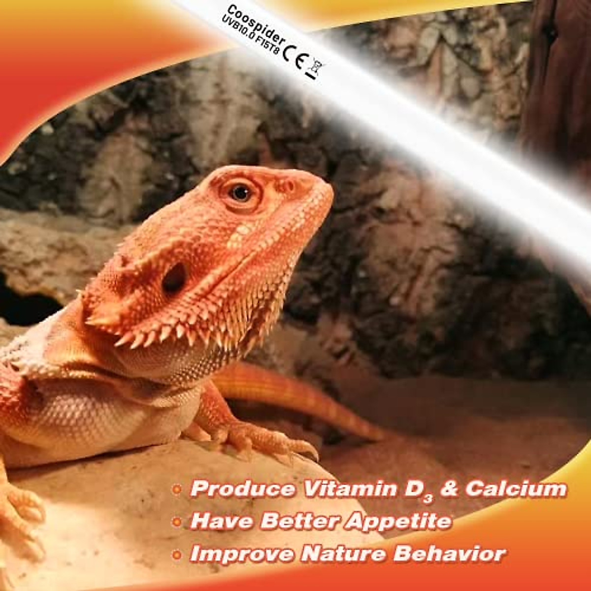 Hypool 2-Pack UVB Reptile Light 10.0 Bulb 15W 18inch T8 Fluorescent Desert Lamp for Bearded Dragon Tortoise Reptile & Amphibian (15W 18inch 10.0 Bulb G13)