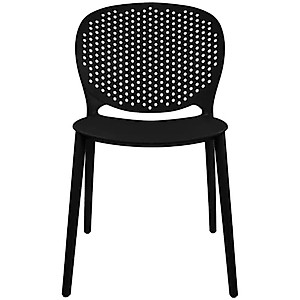 2xhome Set of 4 Modern Pool Patio Chairs, Stackable Dining Side Chairs for Indoor Outdoor Kitchen Living Room Restaurant, Black