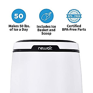 NewAir Portable Countertop Ice Maker - 50 lb. Daily - First Batch In Under 10 Minutes - Countertop Modern Design - Bullet Shaped Ice Black & White - AI-250W