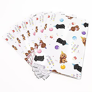 CENTRAL 23 - Happy Birthday Wrapping Paper - Dogs in Hats - 6 Sheets of Birthday Gift Wrap - White Pink and Blue - For Kids - Recyclable