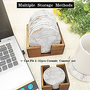 Natural Wooden Coasters Holder ，Minimalist Holder-for Square or Round Coaster with Paded Base , Coaster Holder Without Coaster , Hold Coasters of Upto 4" in Size