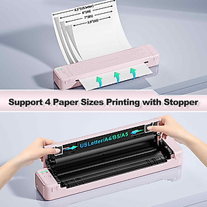 Itari P831 Pink Bluetooth Thermal Transfer Printer, Portable Printers Wireless for Travel, 300DPI Inkless Printer with 2 Roll Exclusive Thermal Transfer Ribbon