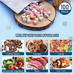 SumDirect Mylar Bags for Food Storage - 100 Pack 6x9 Inches Square Heating Cooking Pouches Heat Sealable Mylar Bag for Long Term Food Storage (Silver)