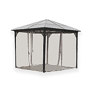 Garden lucky Replacement Gazebo Mosquito Netting 4 Panels for Patio Garden Backyard (10'x10', Beige, Only Netting)