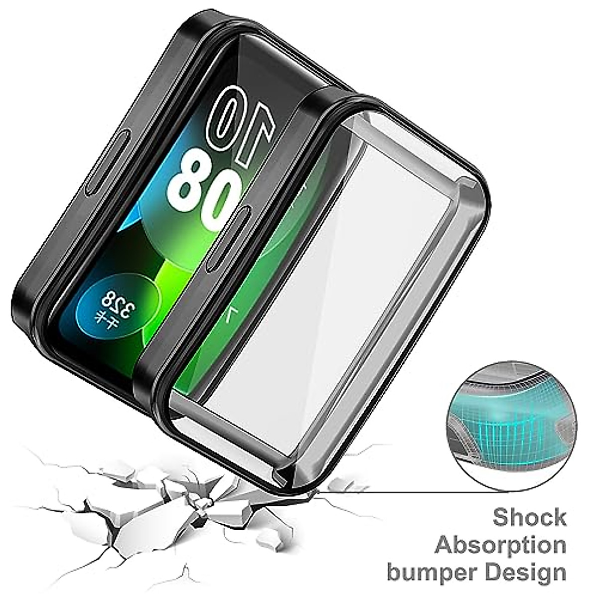 USTIYA Case for Huawei Band 8 Cover Screen Protection Accessories 2X (Black)