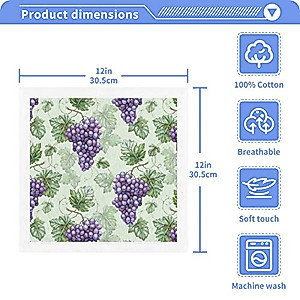 ALAZA Grapes Purple Towels Cotton Washcloths Set, Extra Absorbent Fast Drying Face-Cloth Washcloths, Soft Fingertip Towel for Hotel,Spa,Kitchen,12'' x 12'' (6 Pack)