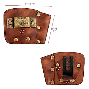 TOURBON Leather Clip on Tape Measure Holder Measuring Tape Holster with Pencil Pouch