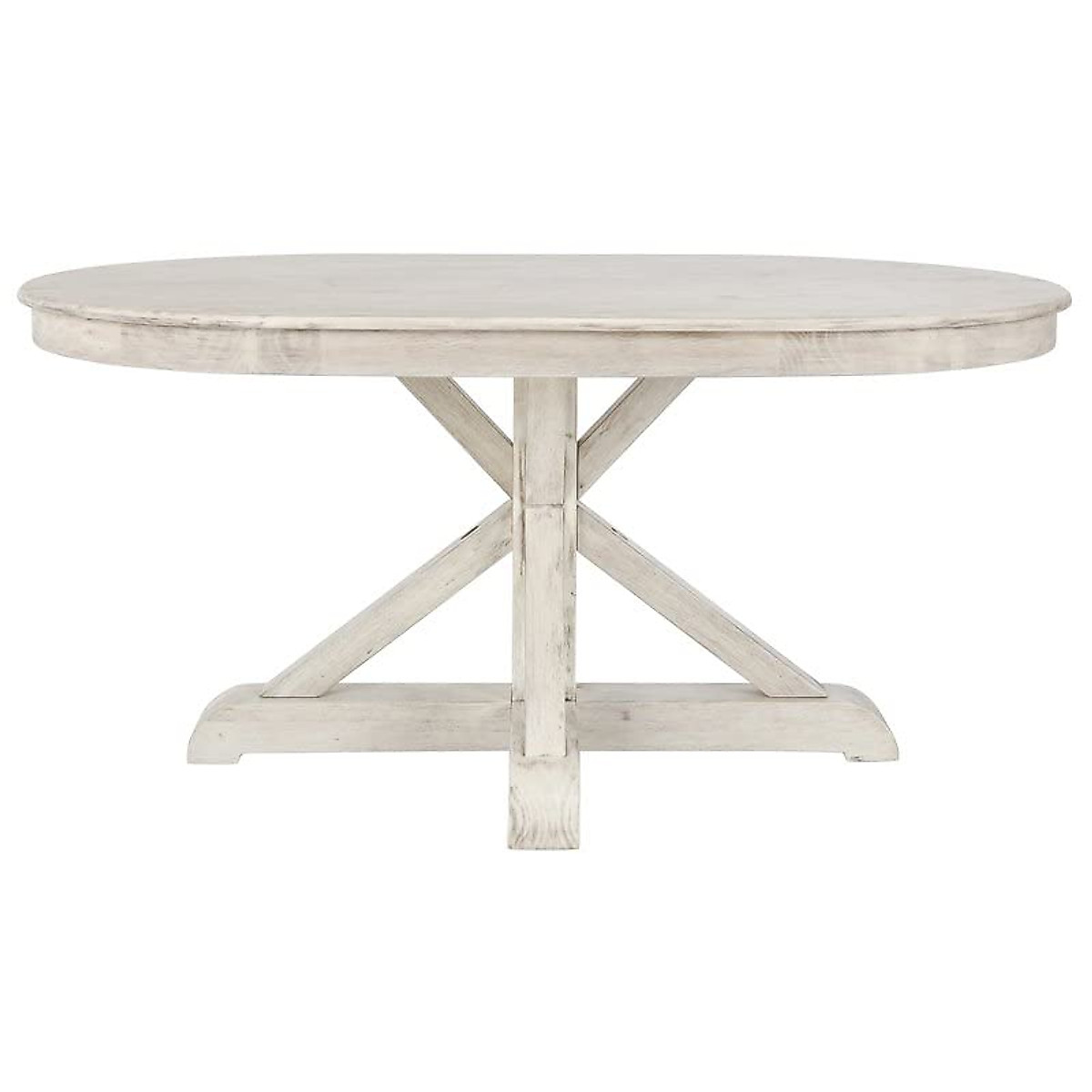 Kosas Home Gerald 63" Oval Solid Pine Wood Dining Table in Sunbleached Ivory