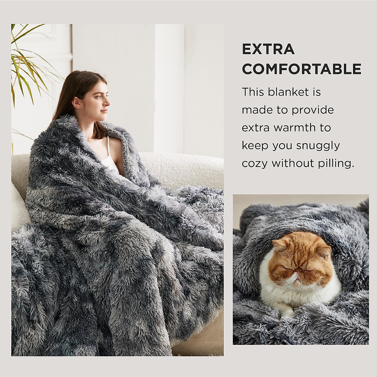 Bedsure Ultra Soft Fluffy King Size Blanket for Bed – Fuzzy, Fluffy, Shaggy Faux Fur King Blanket, Warm and Thick Sherpa, Tie-dye Decorative Gift, Oversized Blankets King Size, 108x90 Inches, 640 GSM