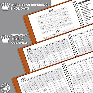 2023-2024 Monthly Planner - 18 Months Calendar/Planner with Faux Leather, 8.86" x 11.4", Jul.2023 - Dec.2024, 15 Notes Pages, Strong Twin - Wire Binding, Pocket, Monthly Tabs, Perfect Organizer