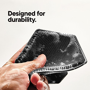 Tooletries - The Ultimate Scrubber Set - Silicone Shower Scrubber for Body with Shower Hook & Face Exfoliator Brush with Holder - Shower Accessories, Removable & Reusable - Charcoal